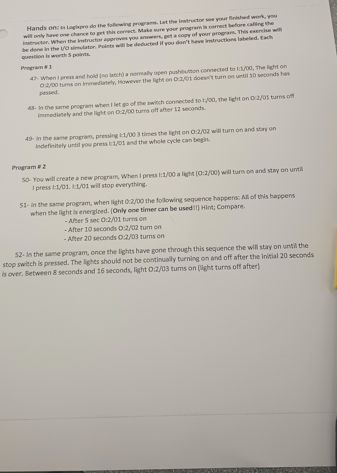 Solved Hands on: In Logixpro do the following programs. Let | Chegg.com