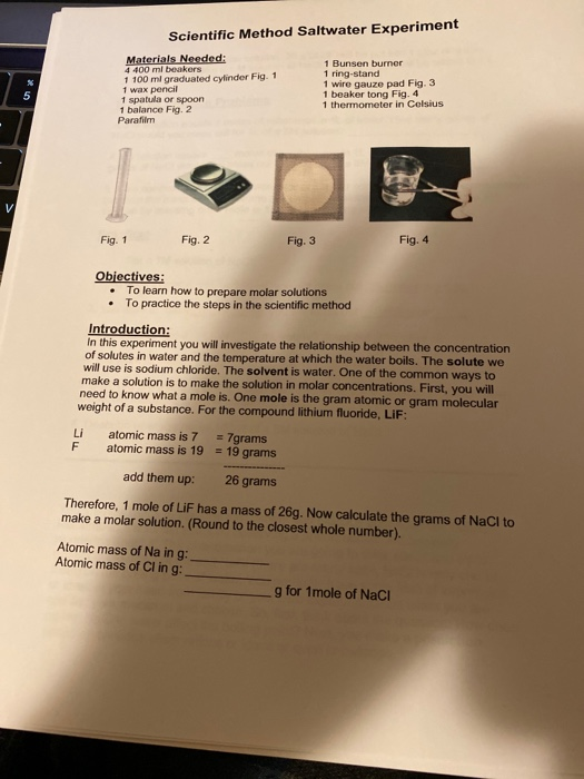 Solved Scientific Method Salt Water Experiment w you will | Chegg.com