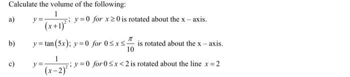 Solved Calculate the volume of the following: a) | Chegg.com
