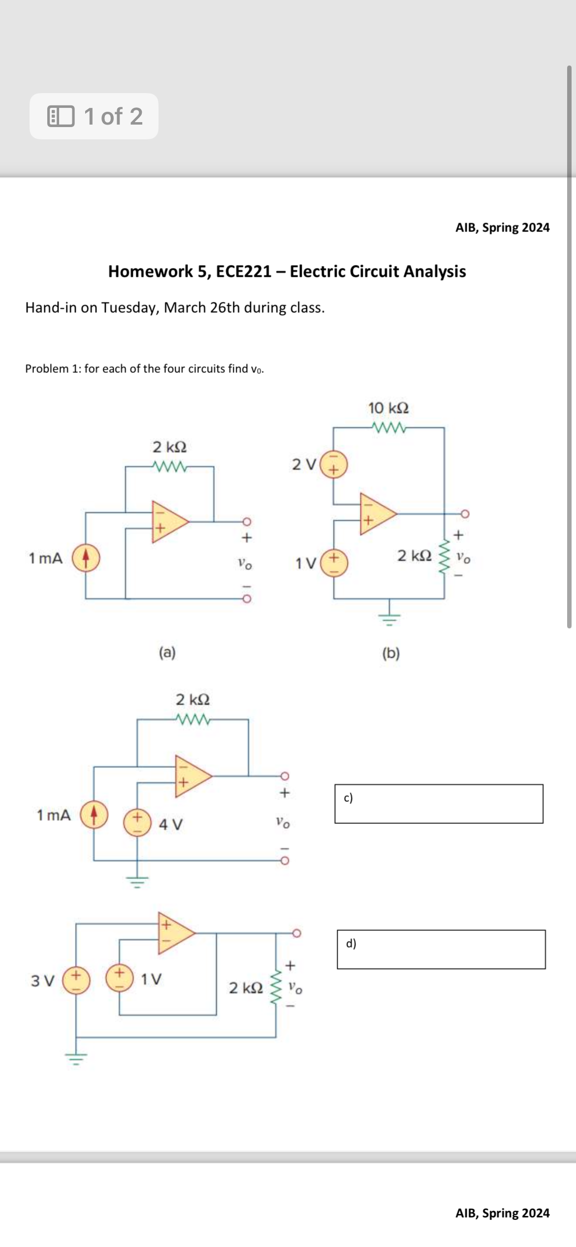 Solved Problem 1: for each of the four circuits find | Chegg.com