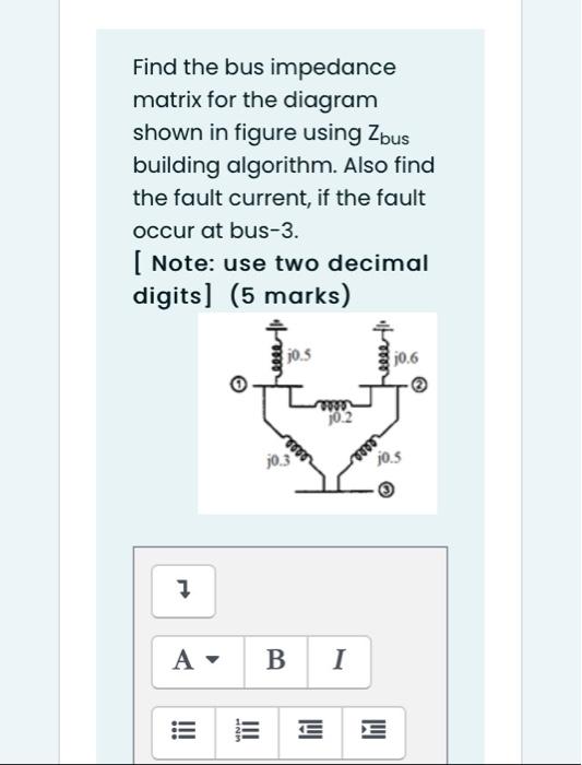 Solved Find the bus impedance matrix for the diagram shown | Chegg.com