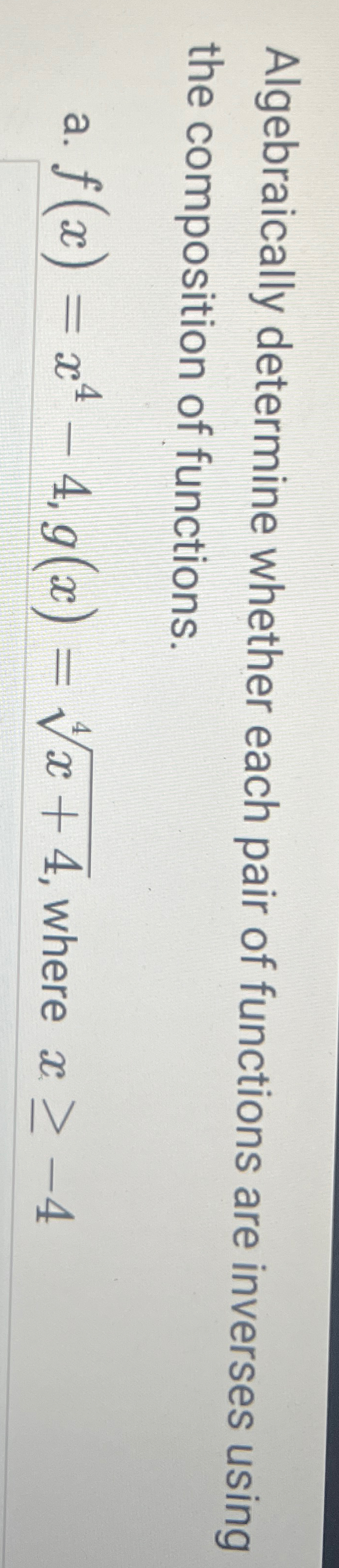 Solved Algebraically determine whether each pair of | Chegg.com