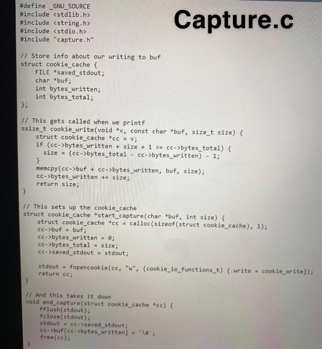 Solved EXERCISE - IN PAIRS: Write tests using capture.c for | Chegg.com