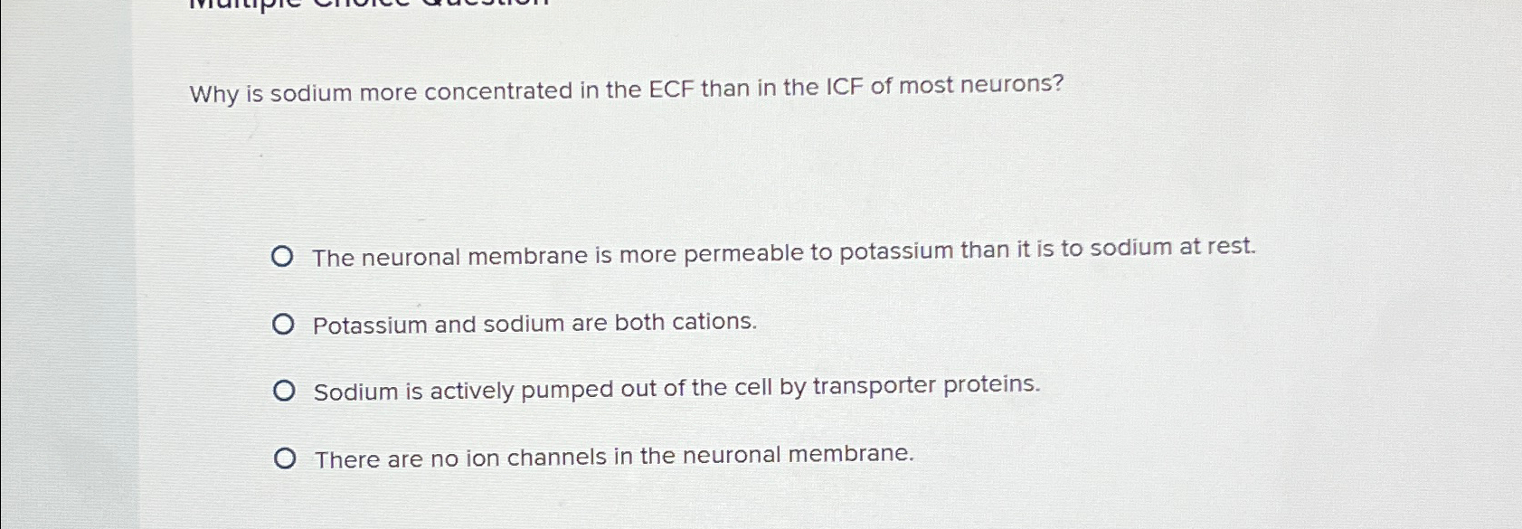 Solved Why is sodium more concentrated in the ECF than in | Chegg.com