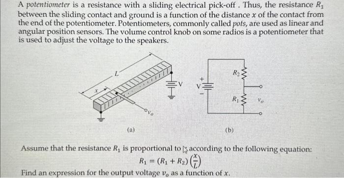 Solved A potentiometer is a resistance with a sliding | Chegg.com