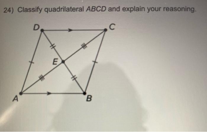 Solved 24) Classify quadrilateral ABCD and explain your | Chegg.com