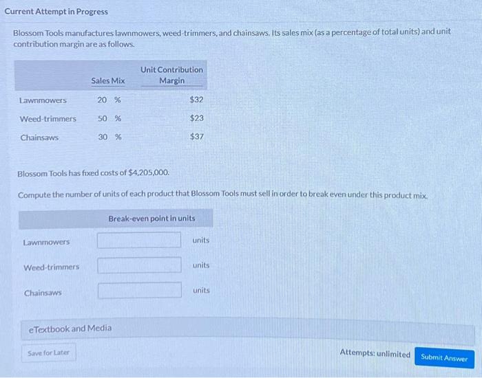 Solved Current Attempt in Progress Blossom Tools | Chegg.com