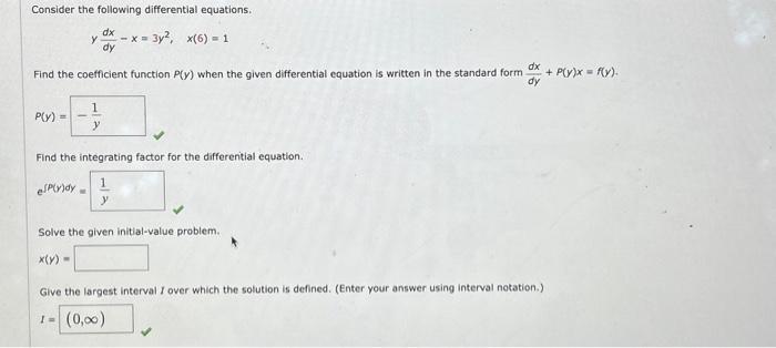 Solved Consider the following differential equations. | Chegg.com