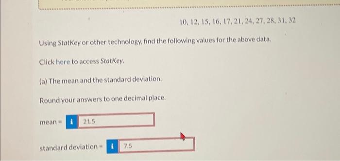 Solved Using StatKey or other technology, find the following | Chegg.com