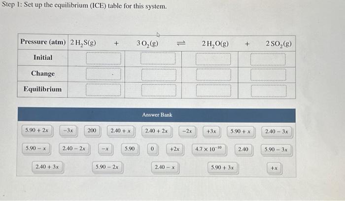 Step 1: Set up the equilibrium (ICE) table for this | Chegg.com