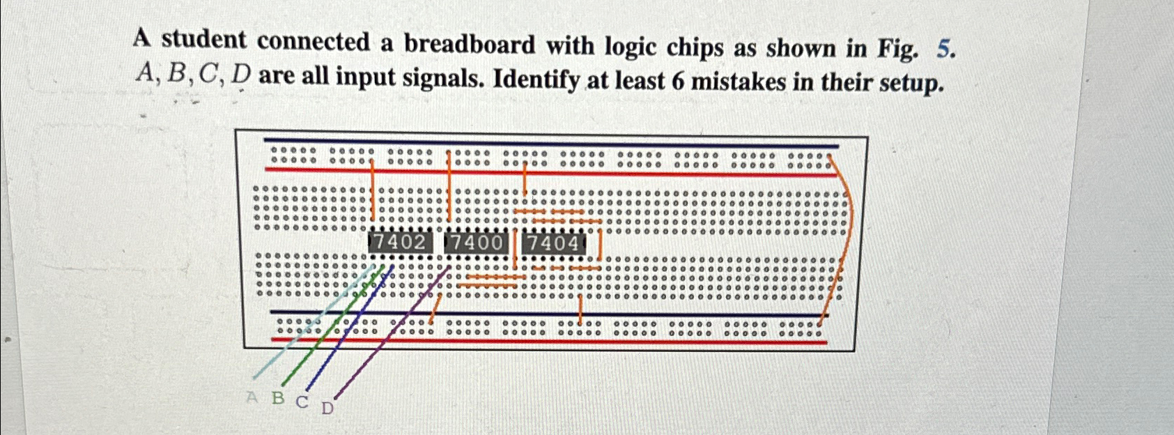 Solved A student connected a breadboard with logic chips as | Chegg.com