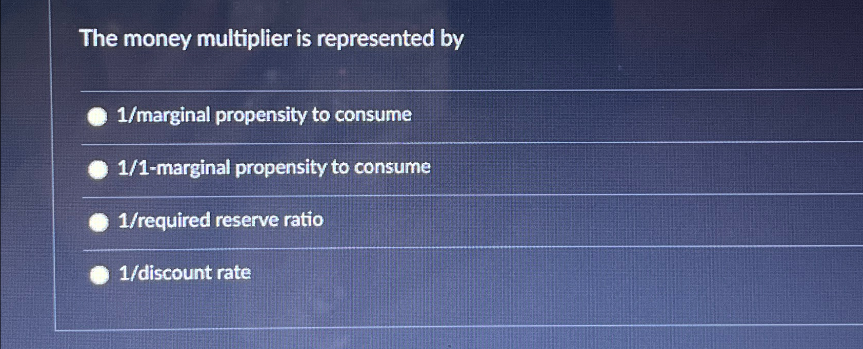 Solved The money multiplier is represented by1/marginal | Chegg.com