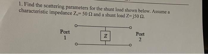 Solved 1. Find the scattering parameters for the shunt load | Chegg.com