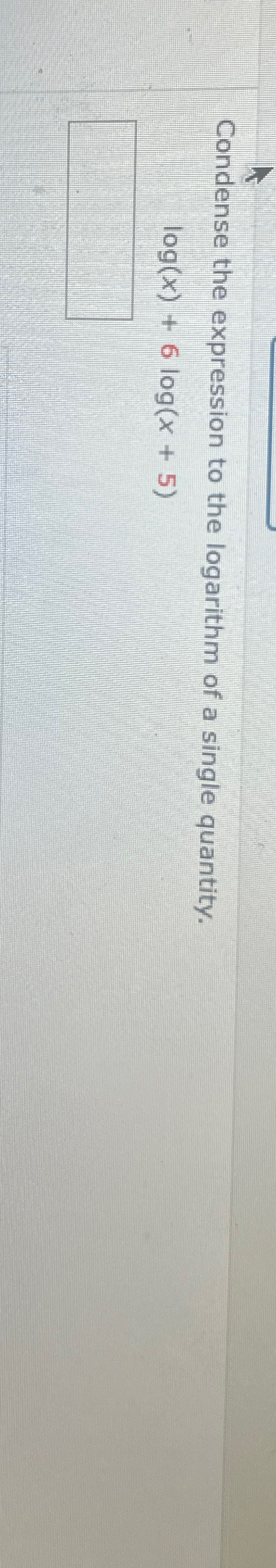 Solved Condense the expression to the logarithm of a single | Chegg.com