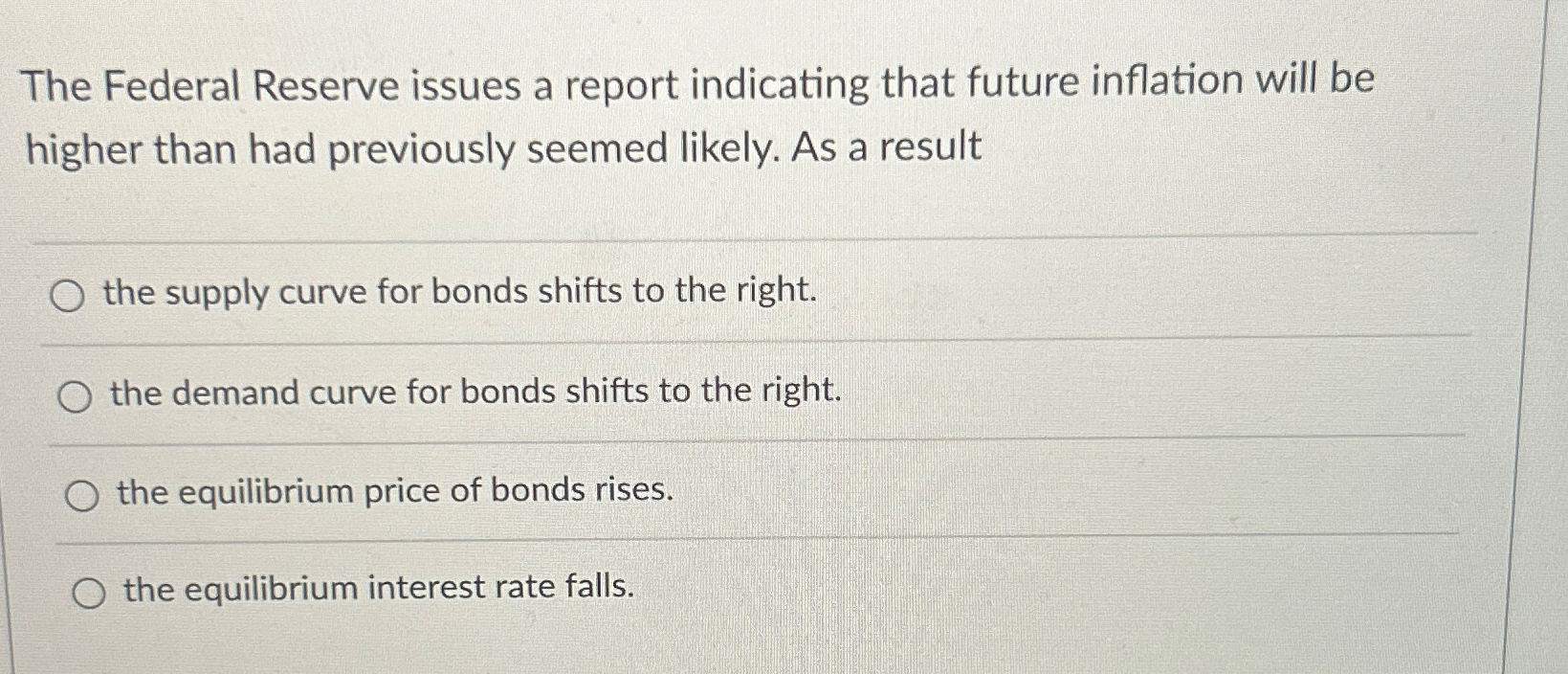 Solved The Federal Reserve issues a report indicating that | Chegg.com
