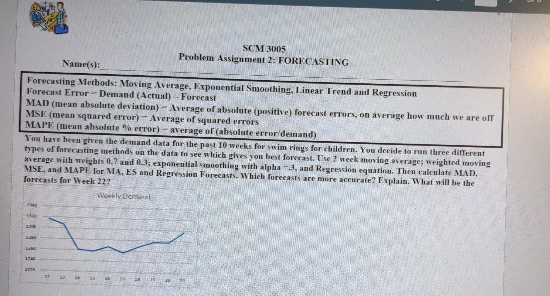 Solved Chapter 13 Forecasting problems. Print the assignment | Chegg.com