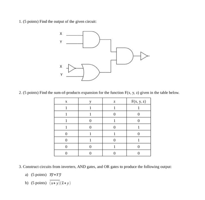 Solved 1. (5 points) Find the output of the given circuit: x | Chegg.com