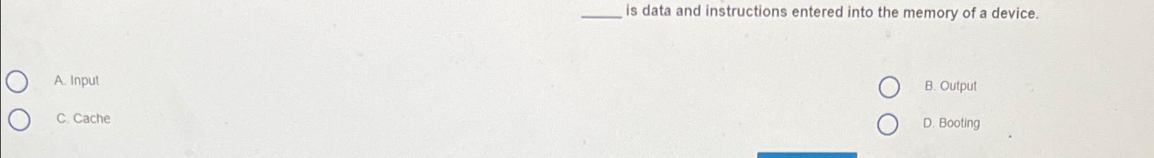 Solved is data and instructions entered into the memory of a | Chegg.com