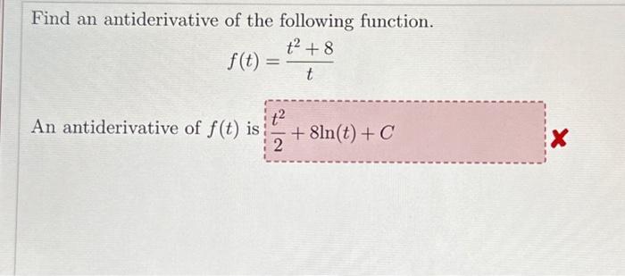 Solved Find An Antiderivative Of The Following Function