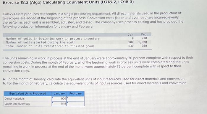Solved Exercise 18.2 (Algo) Calculating Equivalent Units | Chegg.com Solved Exercise 18.2 (Algo) Calculating Equivalent Units | Chegg.com