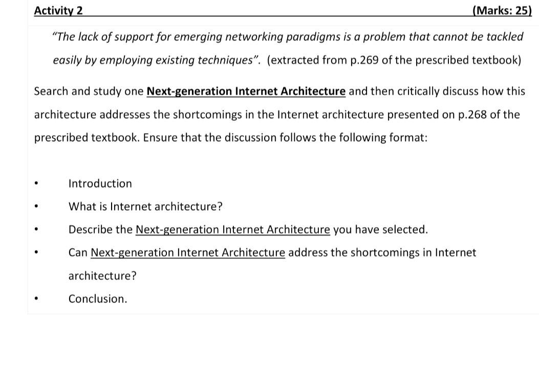 Solved "The lack of support for emerging networking | Chegg.com