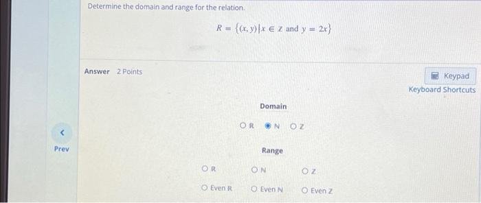 Solved Determine the domain and range for the relation. | Chegg.com