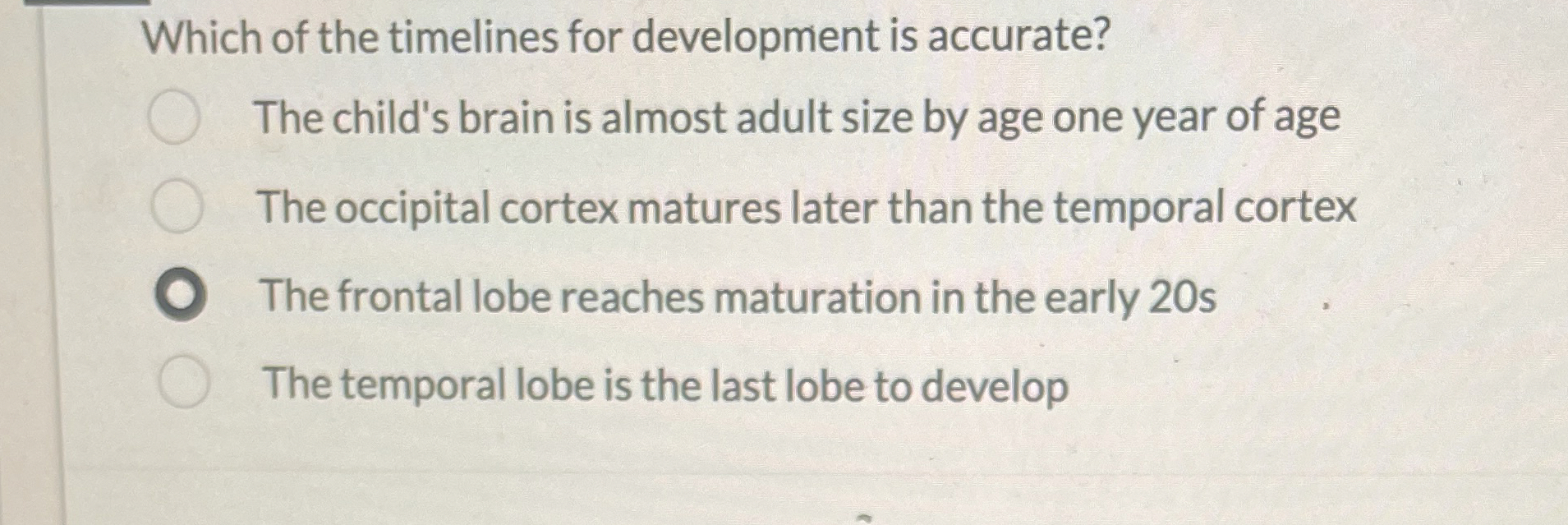 Solved Which of the timelines for development is | Chegg.com