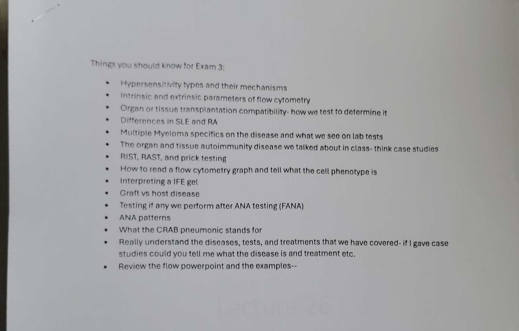 Solved Things you should know for Exam 3:Hypersensitivity | Chegg.com