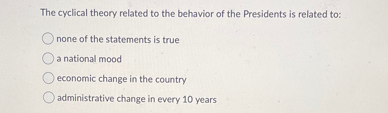 Solved The cyclical theory related to the behavior of the | Chegg.com
