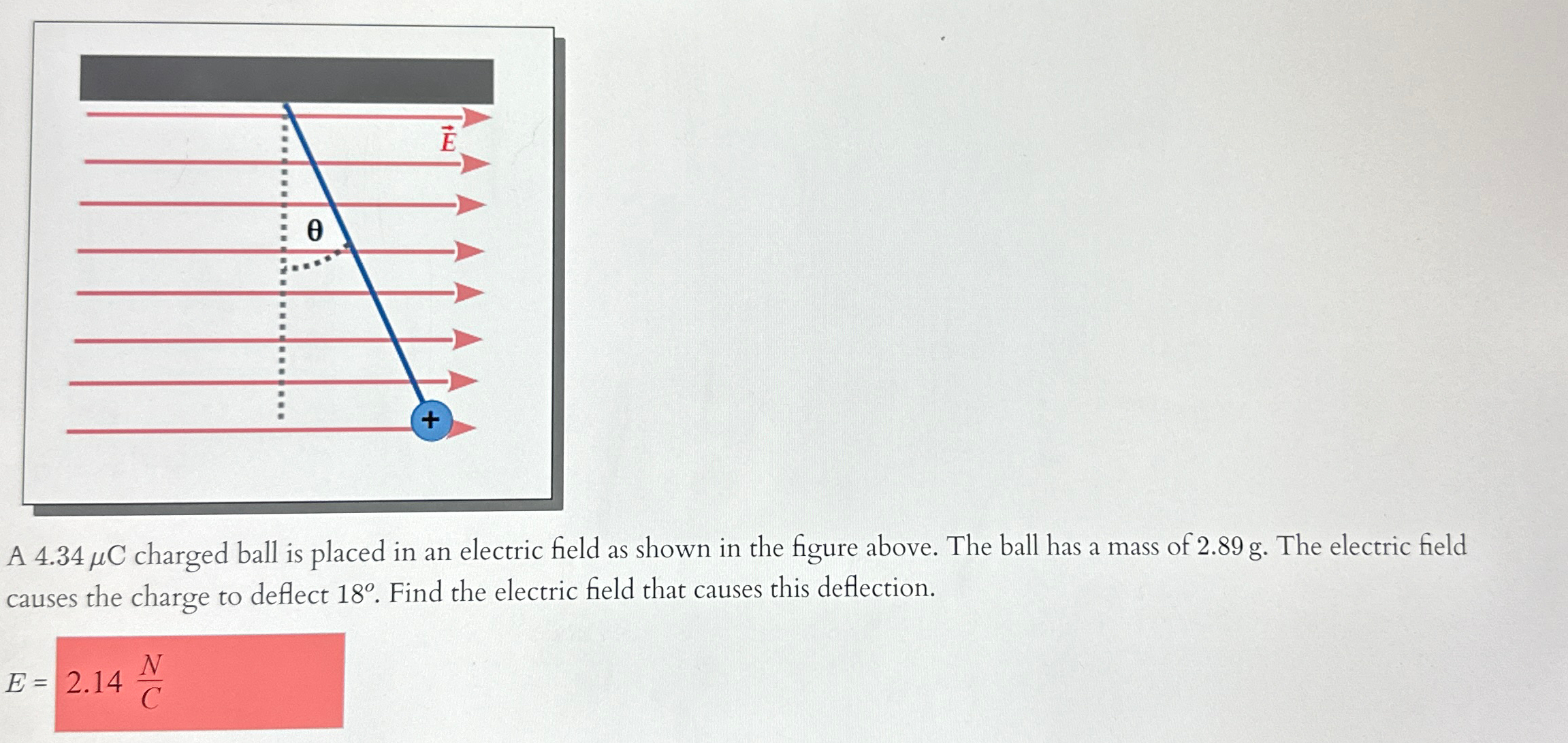 Solved A 4.34μC ﻿charged ball is placed in an electric field | Chegg.com