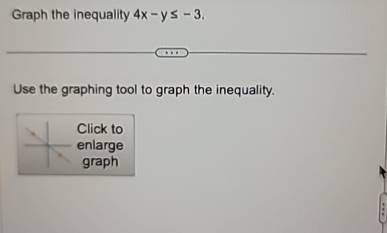 Graph the inequality 4x-y≤-3Use the graphing tool to | Chegg.com