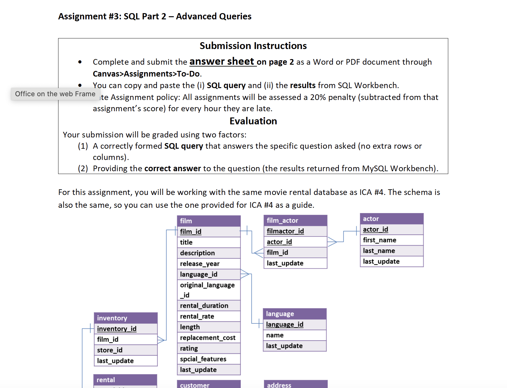 Solved Assignment #3: SQL Part 2 – Advanced | Chegg.com Solved Assignment #3: SQL Part 2 – Advanced | Chegg.com