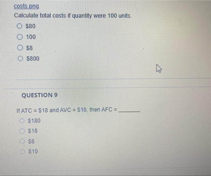 Solved Calculate total costs if quantity were 100 units. $80 | Chegg.com