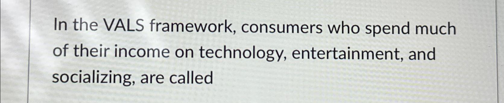 Solved In the VALS framework, consumers who spend much of | Chegg.com