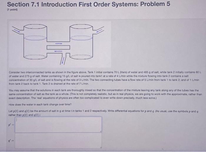 Solved Section 7 1 Introduction First Order Systems Problem