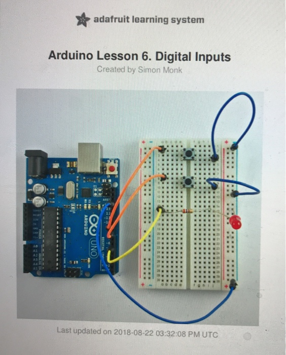 Solved x adafruit learning system Arduino Lesson 6. Digital | Chegg.com