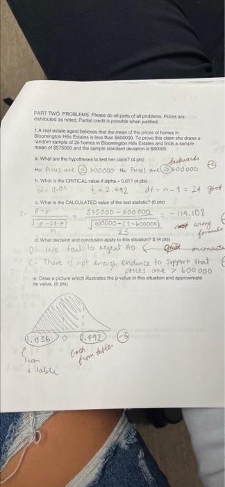 Solved 2= PART TWO. PROBLEMS. Please do all parts of all | Chegg.com