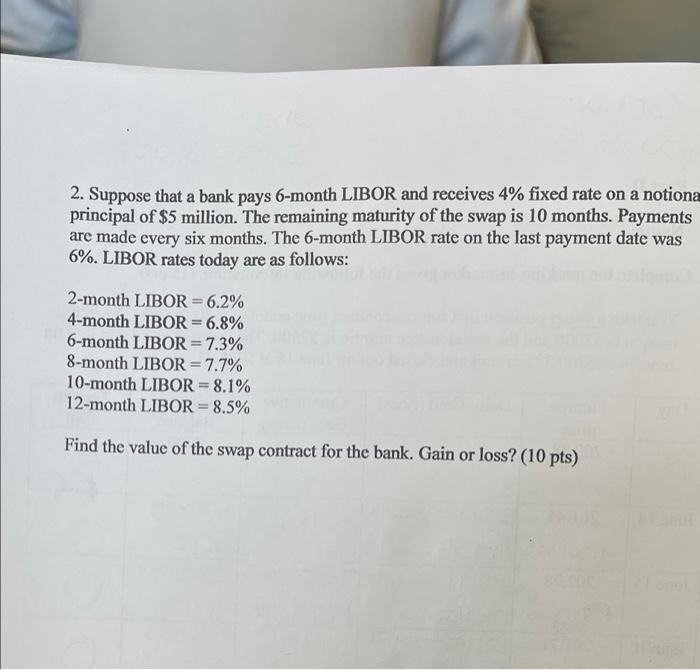 2. Suppose that a bank pays 6-month LIBOR and | Chegg.com