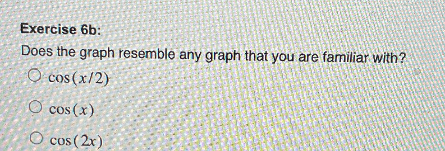 Solved Exercise 6b:Does the graph resemble any graph that | Chegg.com