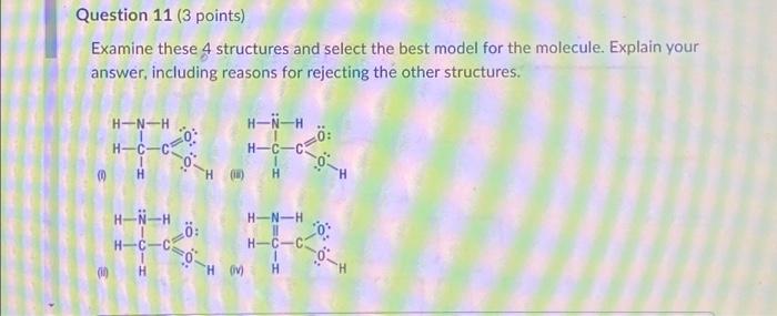 Solved Question 11 (3 points) Examine these 4 structures and | Chegg.com