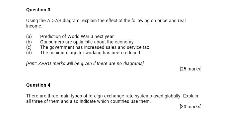 Solved Using the AD-AS diagram, explain the effect of the | Chegg.com