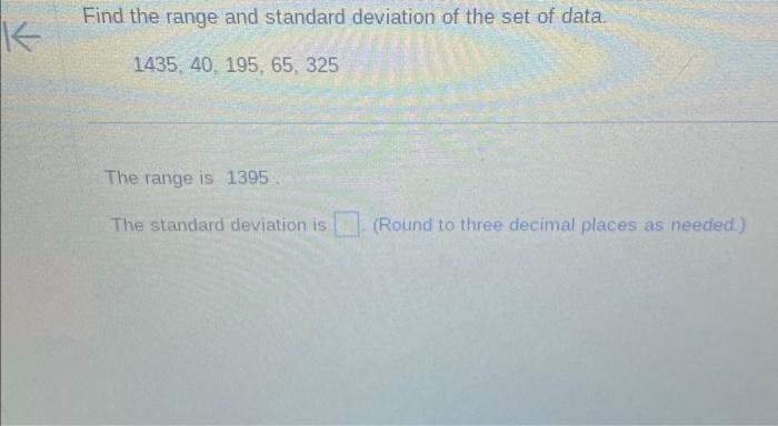 Solved Find the range and standard deviation of the set of | Chegg.com