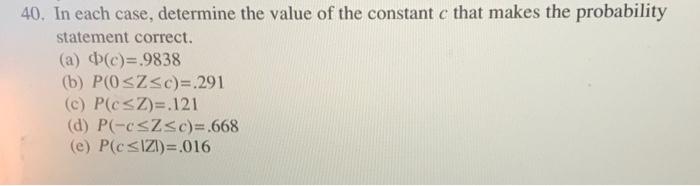 Solved 40. In each case, determine the value of the constant | Chegg.com