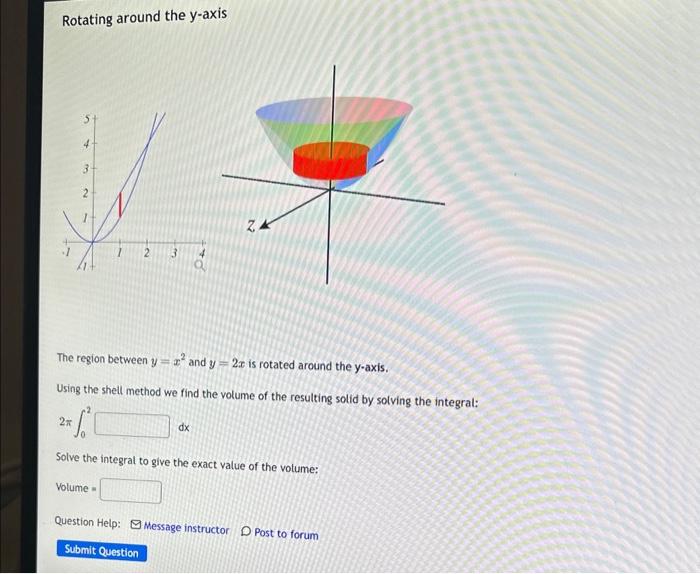 Solved Rotating around the y-axis The region between y=x2 | Chegg.com