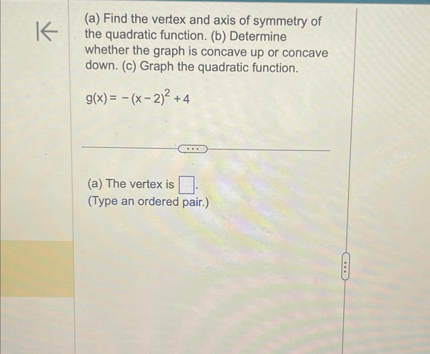 Solved (a) ﻿Find the vertex and axis of symmetry of the | Chegg.com