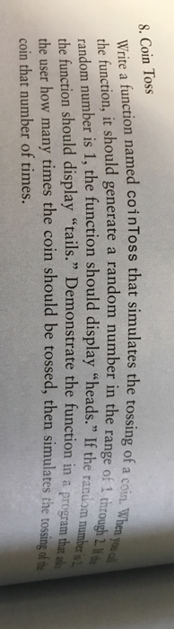 Solved at simulates the tossing of a coin. When you or in | Chegg.com