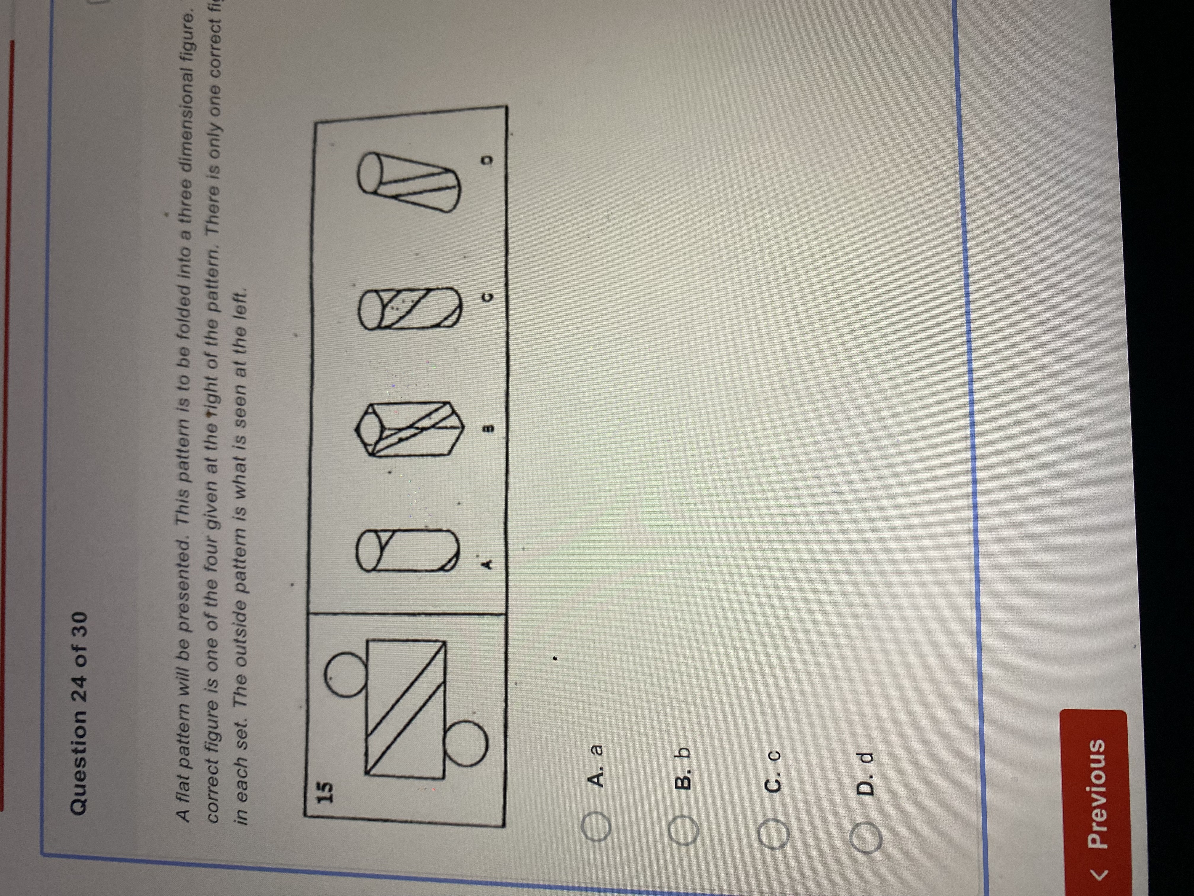 Solved Question 24 ﻿of 30A flat pattern will be presented. | Chegg.com