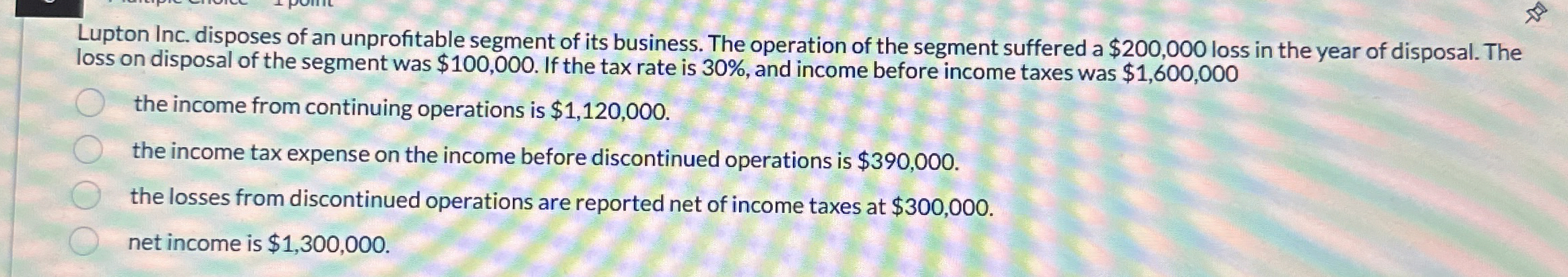 Solved Lupton Inc. disposes of an unprofitable segment of | Chegg.com