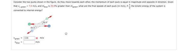 Solved Consider the two pucks shown in the figure. As they | Chegg.com