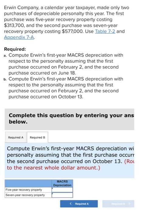 Solved Erwin Company, a calendar year taxpayer, made only | Chegg.com